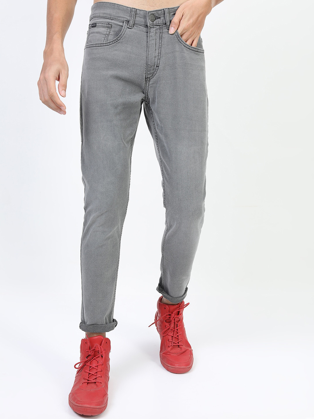 Buy KETCH Men Grey Tapered Fit Stretchable Jeans - Jeans for Men ...