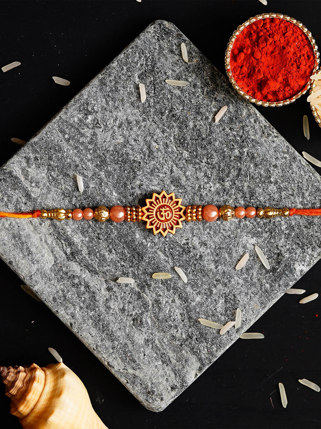 Buy ECraftIndia Om Beaded Designer Thread Rakhi - Rakhi for Unisex ...