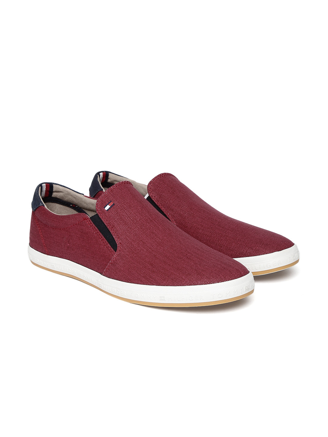 Buy Tommy Hilfiger Men Red Slip On Sneakers - Casual Shoes for Men ...