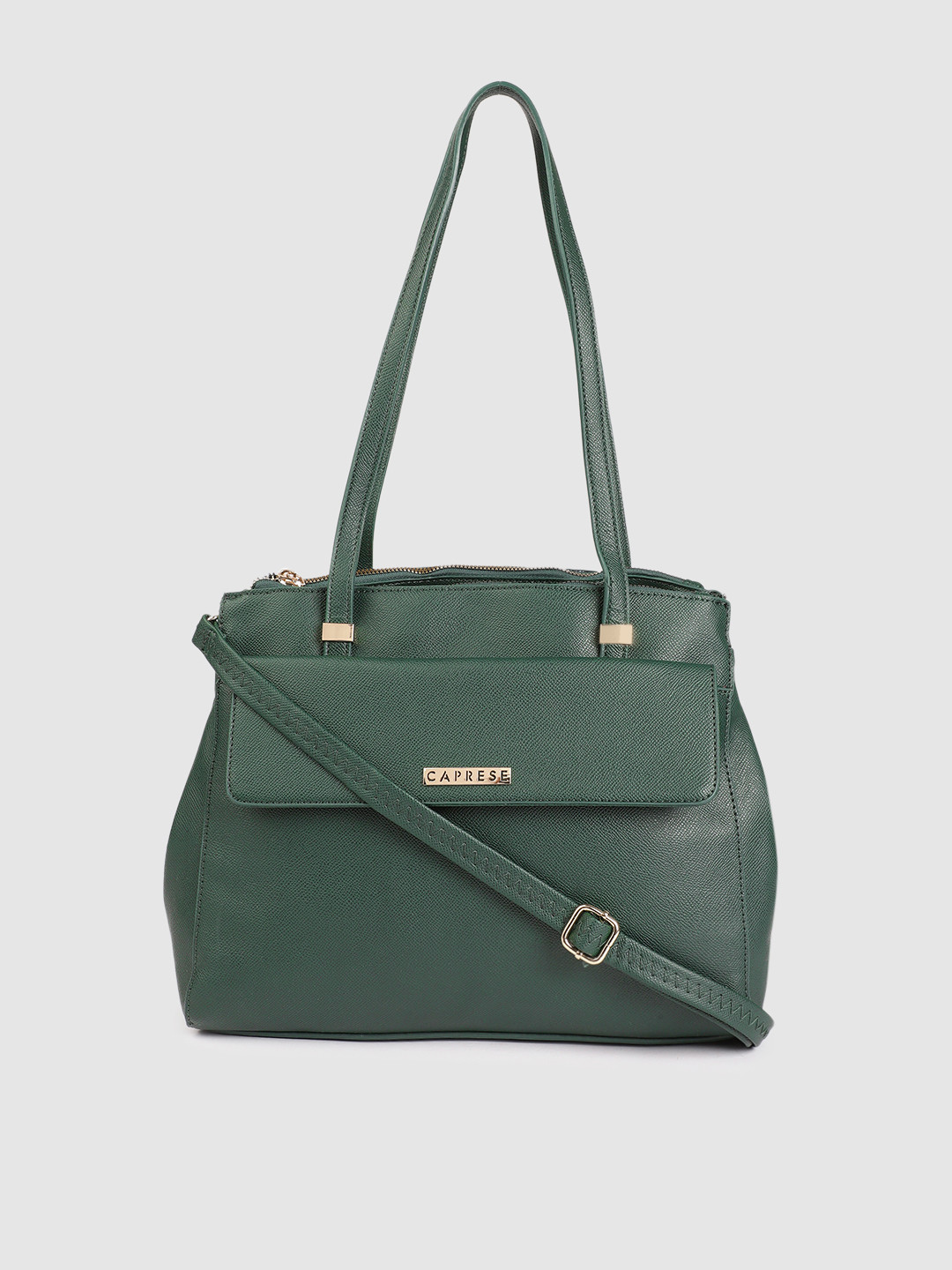 Buy Caprese Green Solid Structured Shoulder Bag - Handbags for Women ...