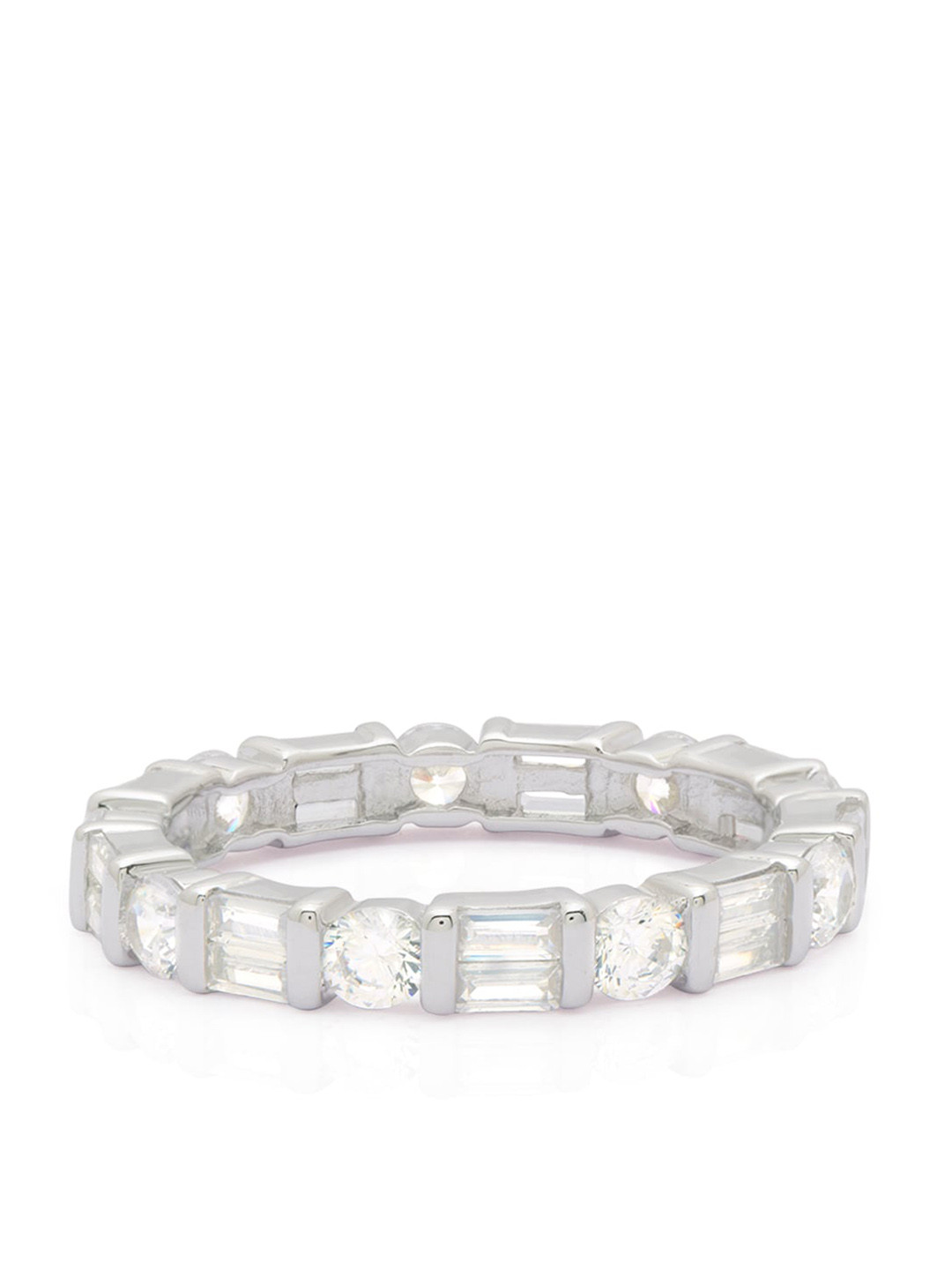 Buy ANAYRA 925 Sterling Silver Silver Toned White Stone Studded Finger ...