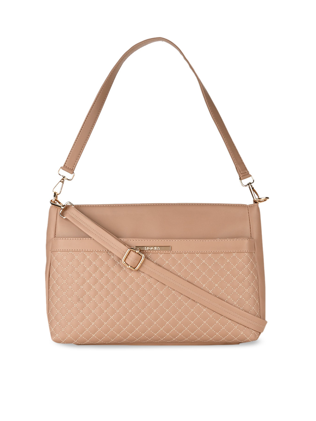 Buy Rocia Beige Textured PU Structured Handheld Bag With Quilted ...