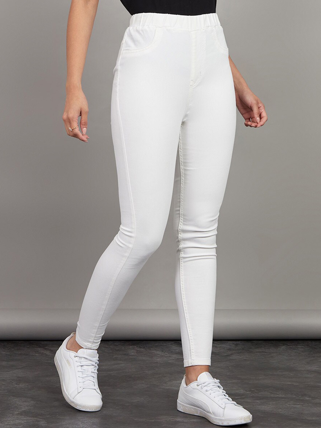 Buy Styli Women White High Waist Super Skinny Jeggings Jeggings For