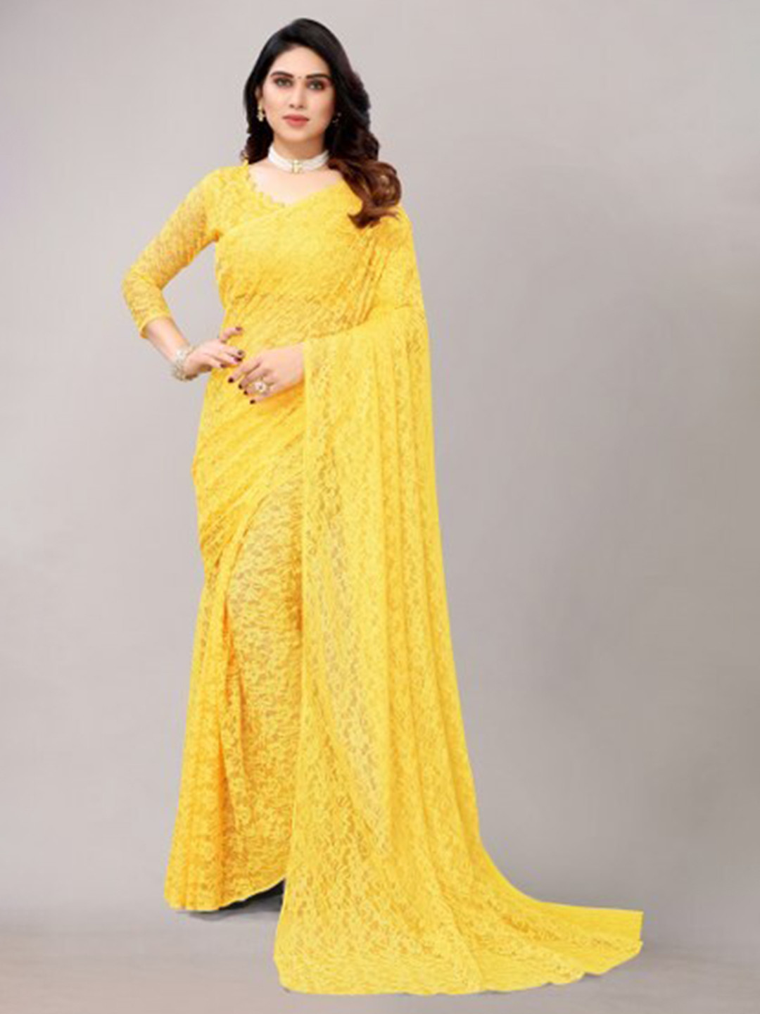 Buy Yashika Yellow Embellished Net Saree - Sarees for Women 18841764 ...