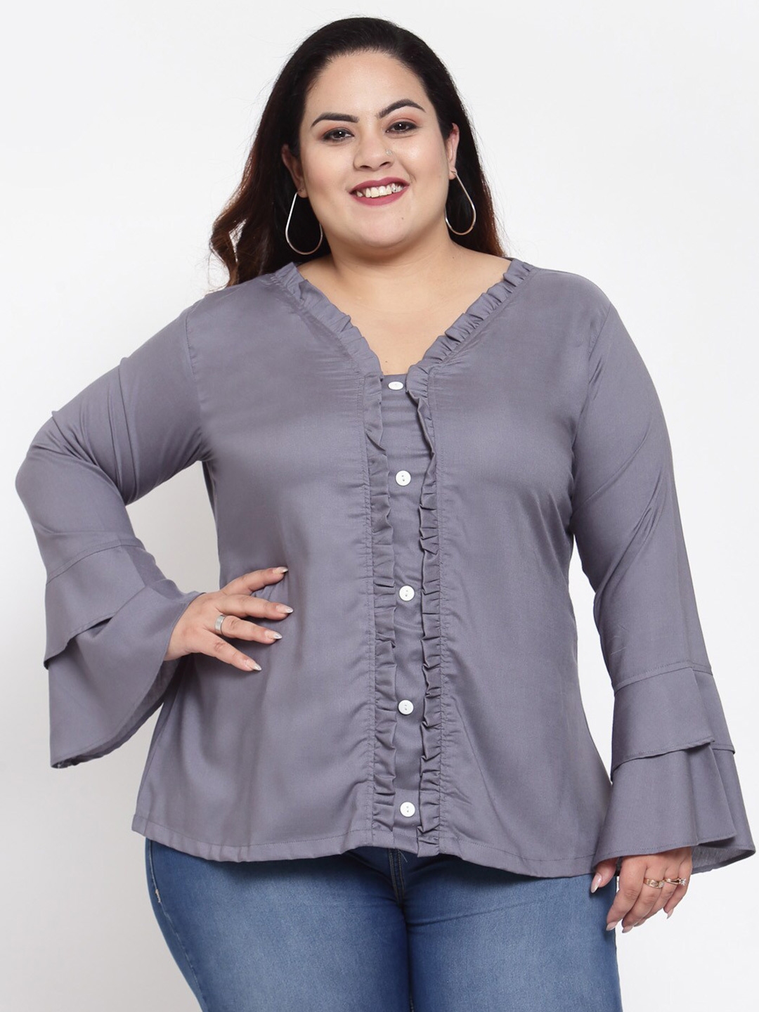 Buy Fazzn Plus Size Bell Sleeves Regular Top Tops For Women 18844902