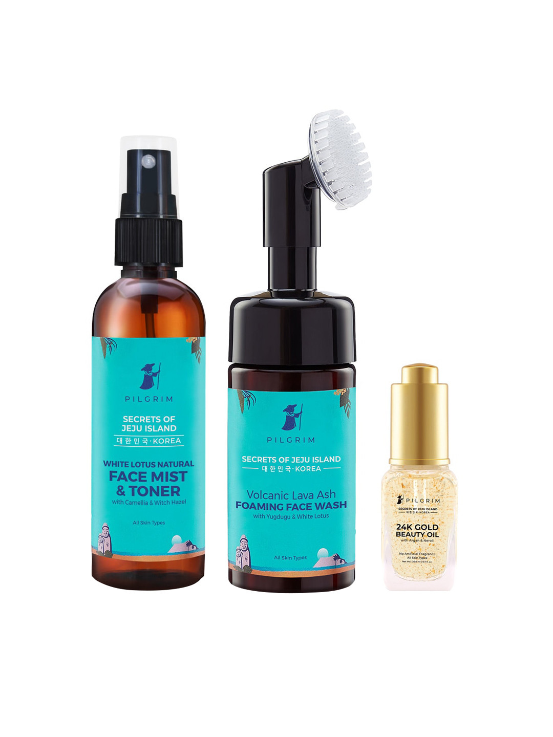 Buy Pilgrim Collagen Boosting Toner Face Wash & 24K Gold Beauty Oil ...