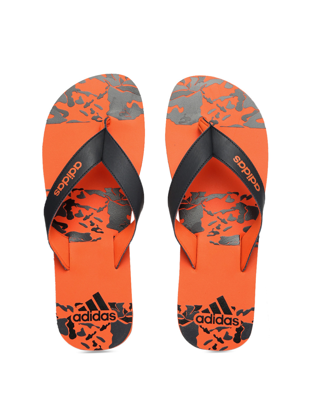 Buy ADIDAS Men Grey & Orange Printed Laken Flip Flops - Flip Flops for ...