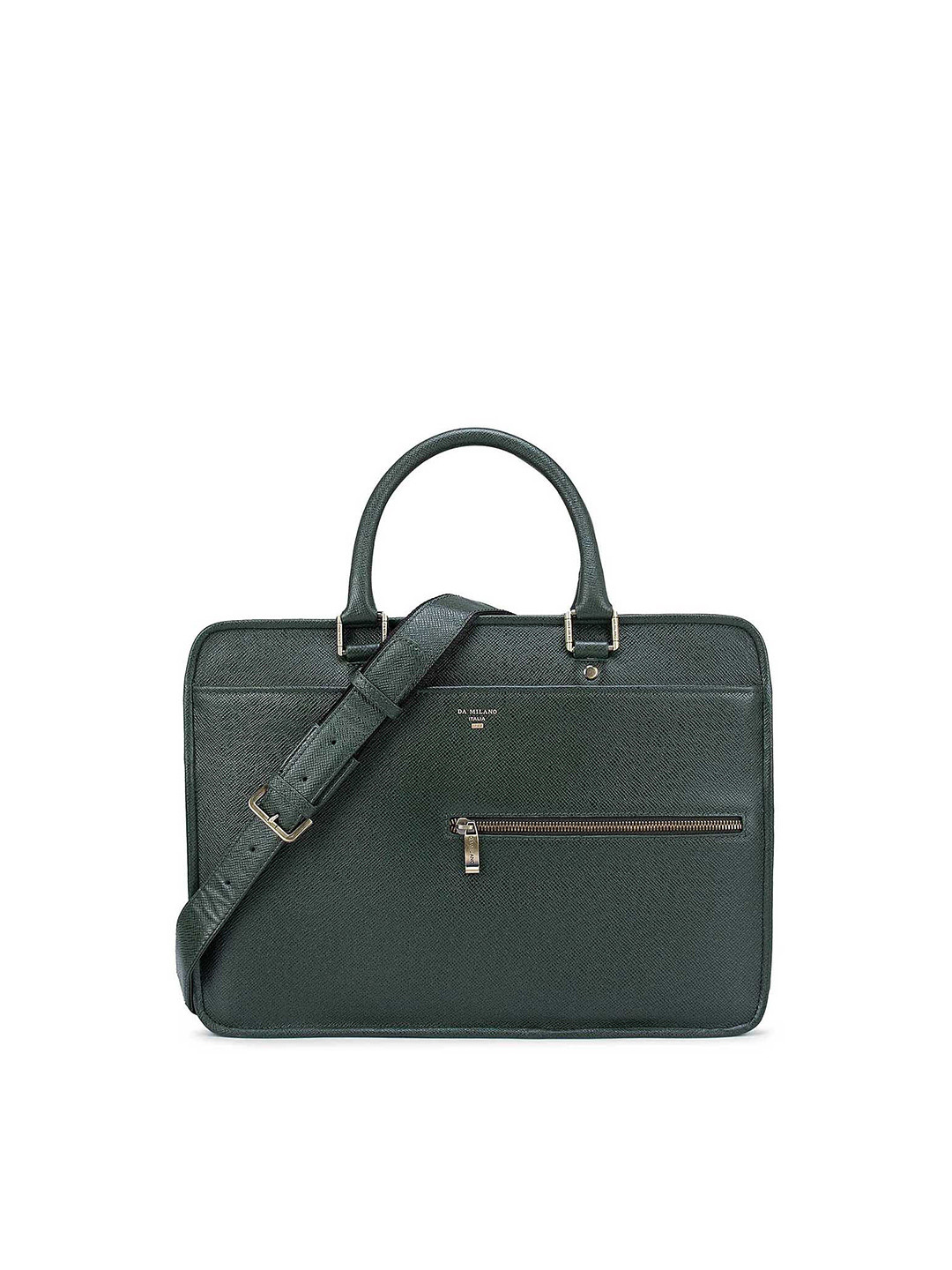 Buy Da Milano Men Green Leather Laptop Sleeve - Laptop Bag for Men ...