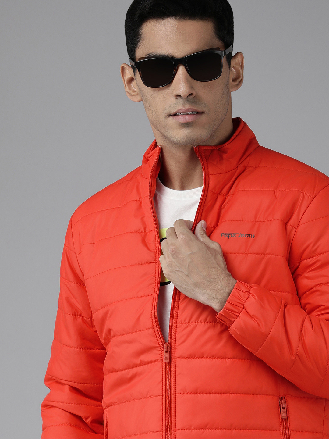 Buy Pepe Jeans Men Red Solid Casual Padded Jacket - Jackets for Men ...