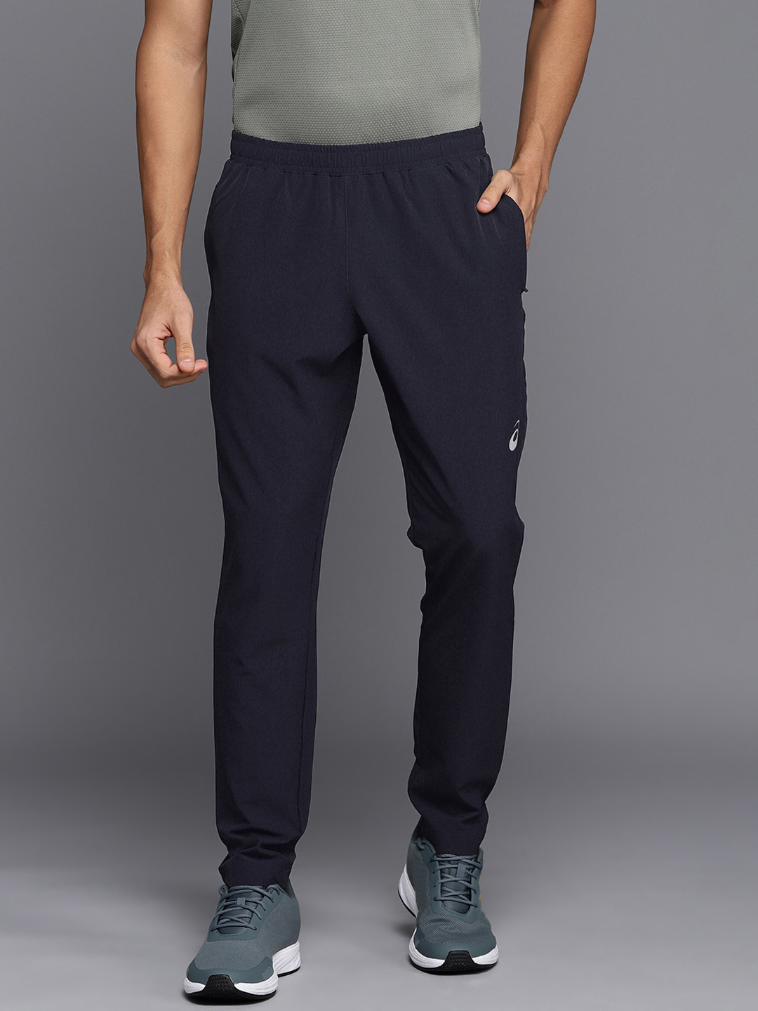 Buy ASICS Men Navy Blue Solid Reflective Woven Track Pants - Track ...