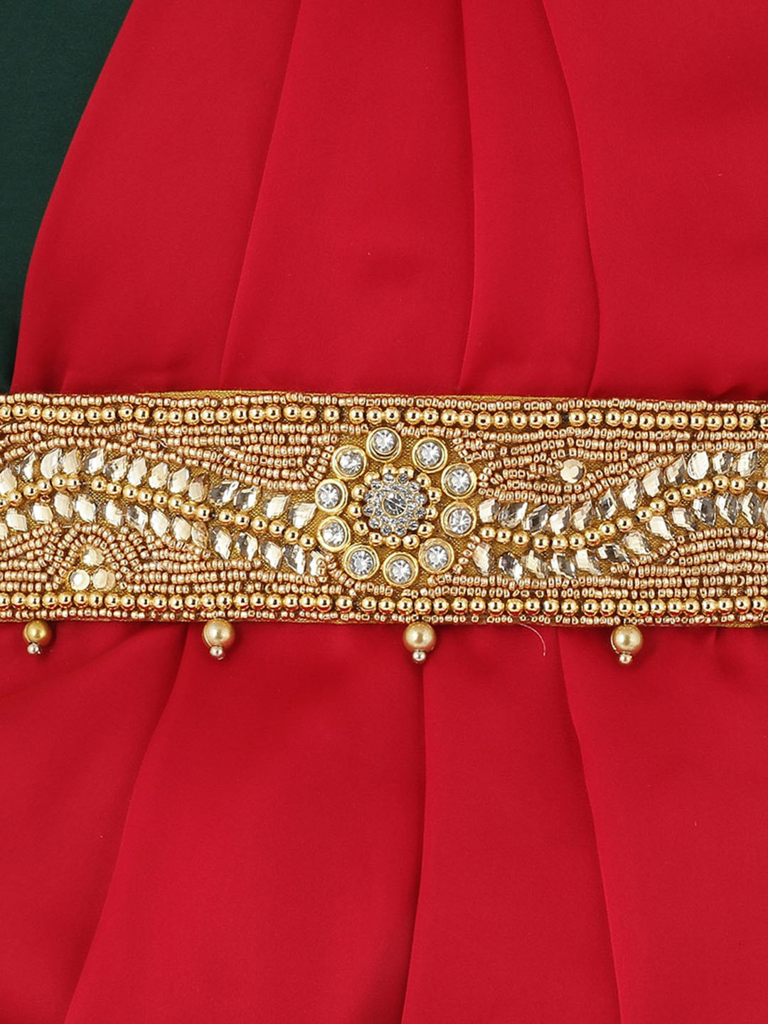 Buy VAMA Women Gold Toned Stone Studded Cloth Waist Belt For Saree ...