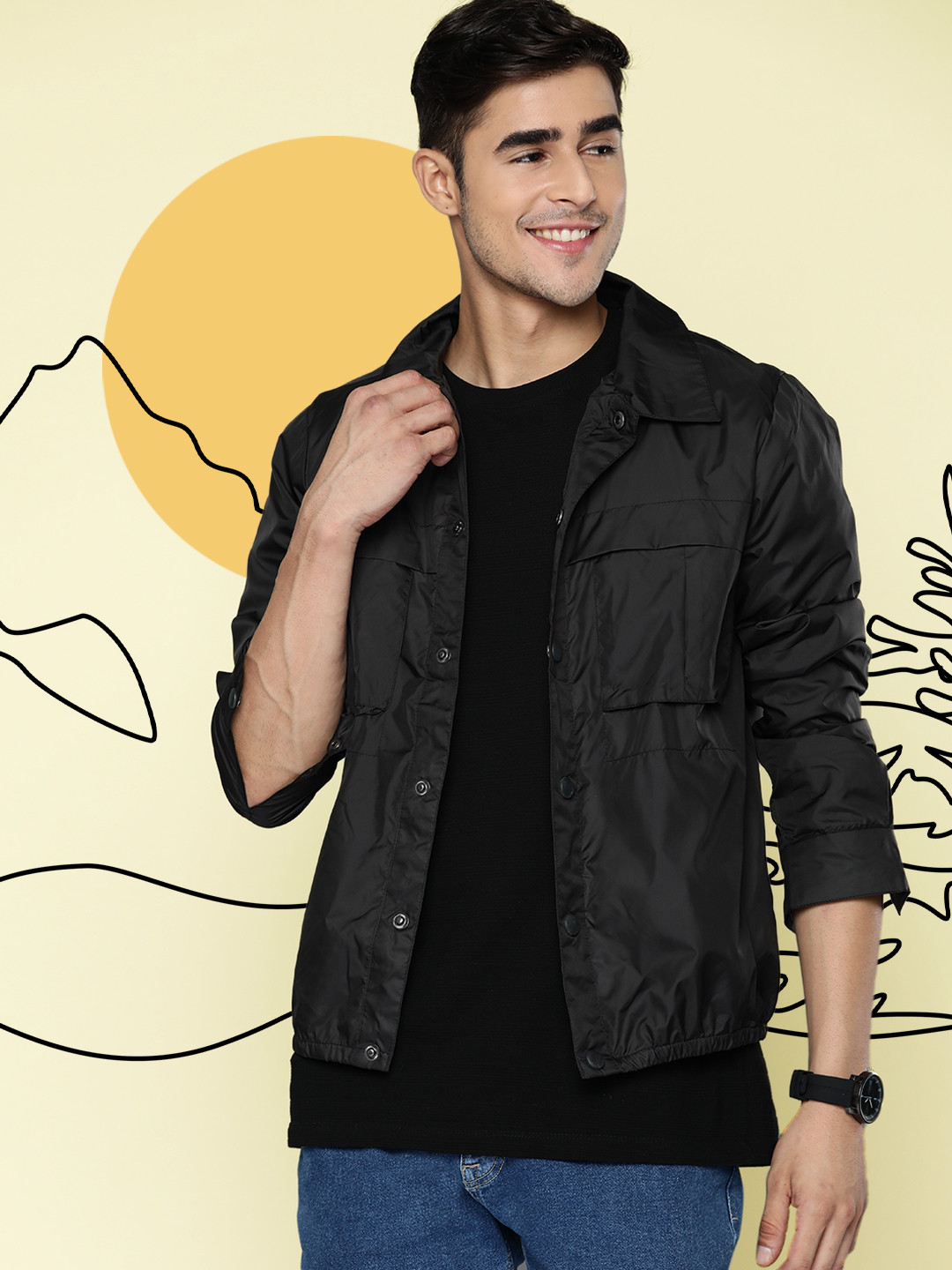 Buy Mast & Harbour Men Black Solid Tailored Jacket - Jackets for Men ...