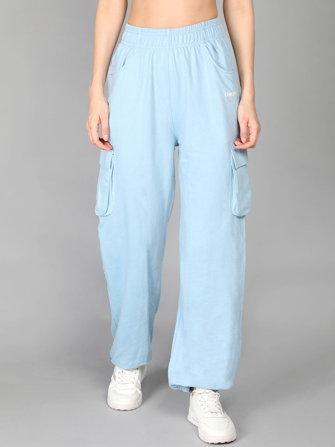 Buy CHKOKKO Women Blue Solid Relaxed Fit Track Pants - Track Pants for ...