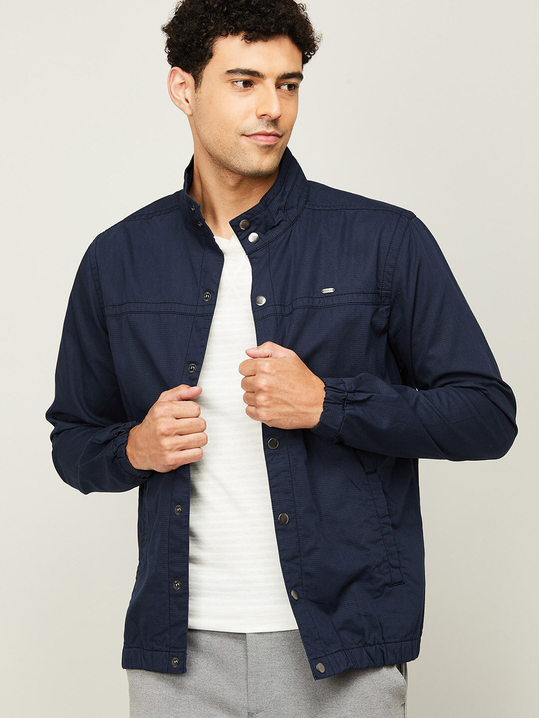 Buy CODE By Lifestyle Men Navy Blue Bomber Jacket - Jackets for Men ...