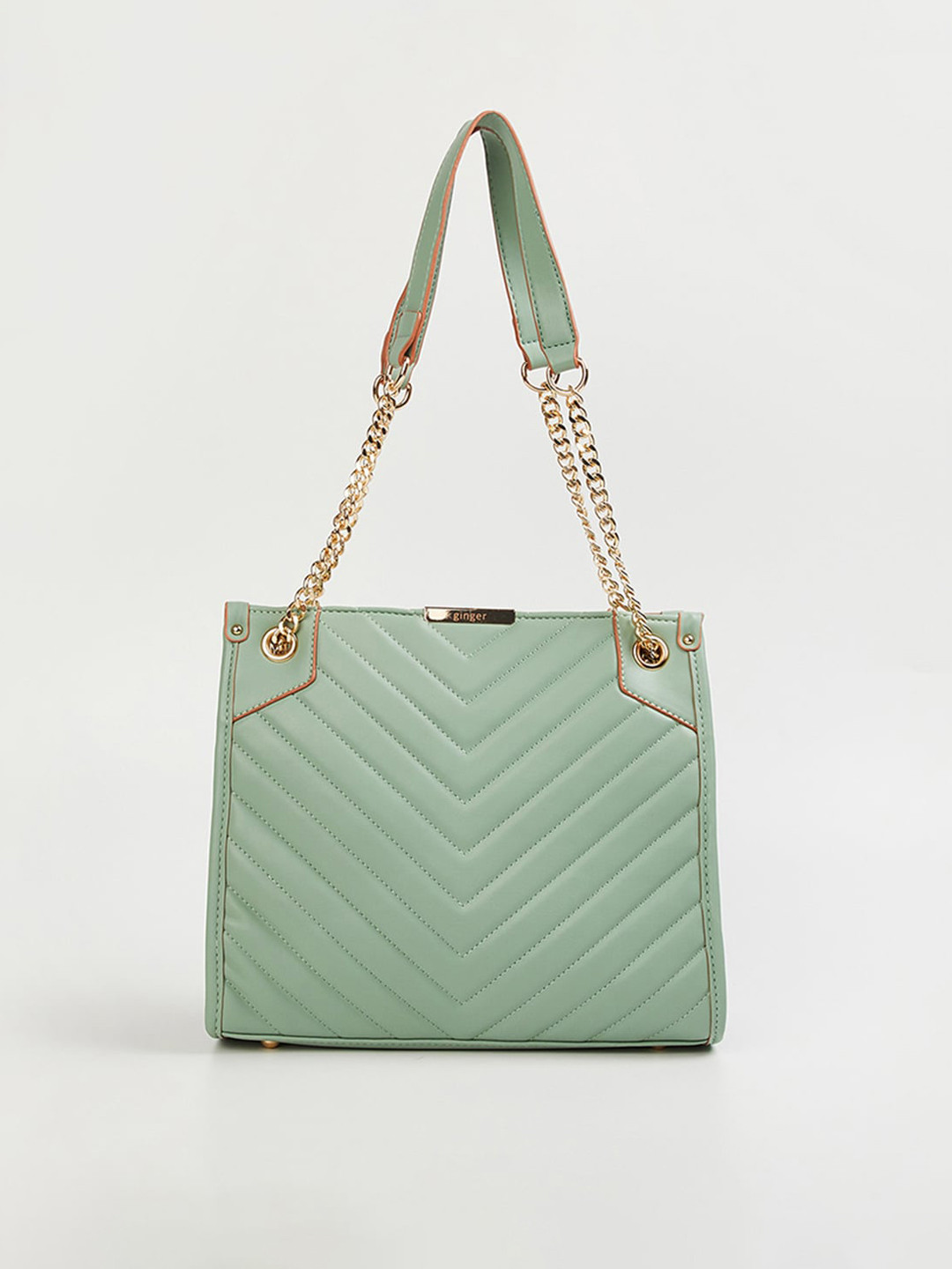 Buy Ginger By Lifestyle Green Textured Structured Shoulder Bag With ...