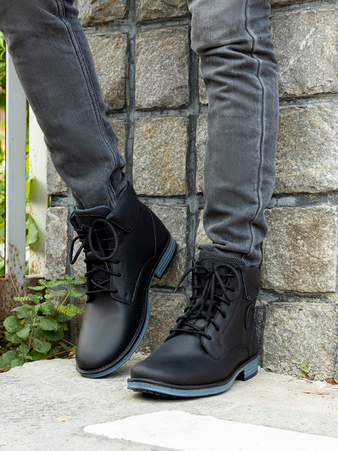 Buy Red Chief Men Black Solid Leather Boots - Boots for Men 18861774 ...