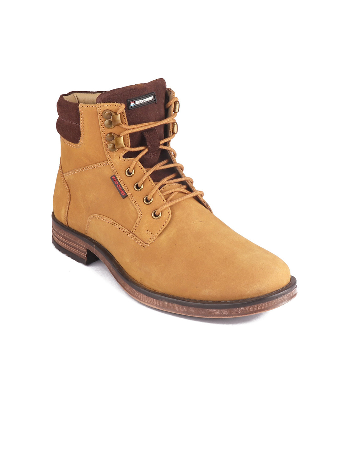 Buy Red Chief Men Rust Textured Genuine Leather High Top Flat Boots ...