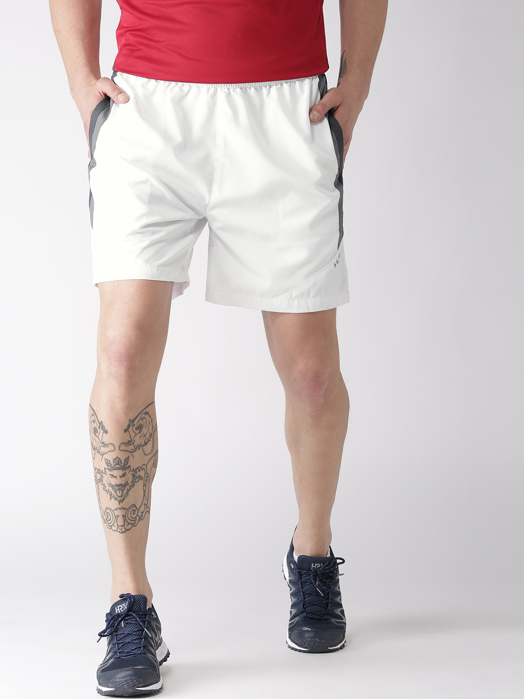 Buy SEVEN By MS Dhoni Men White Worgen Solid Sports Shorts - Shorts for ...