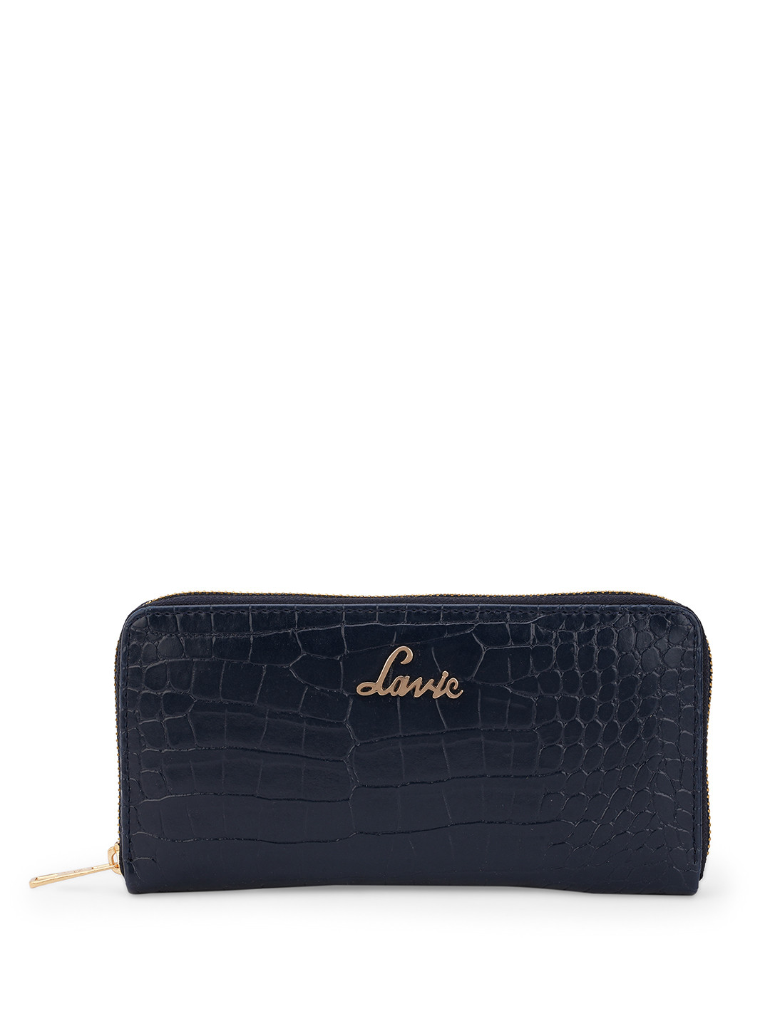 Buy Lavie Glossy Sacy Women Navy Blue Animal Textured Zip Around Wallet ...