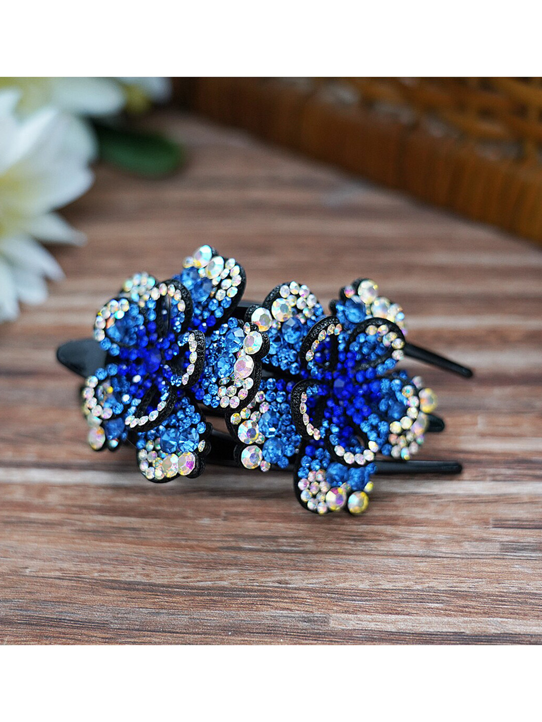 Buy MIZORRI Women Blue & Black Beaded Hair Accessory Set Of - Hair ...