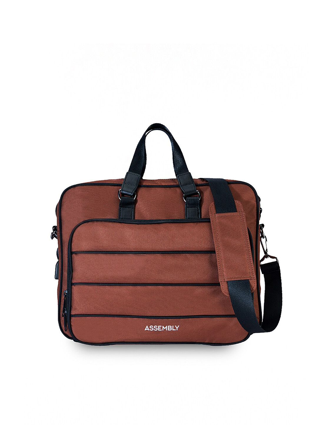 Buy Assembly Unisex Rust & Black Striped Laptop Bag - Laptop Bag for ...