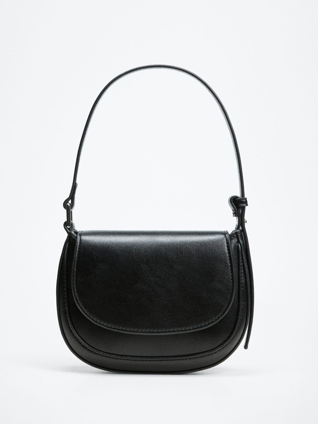 Buy MANGO Black Solid Half Moon Baguette Shoulder Bag - Handbags for ...
