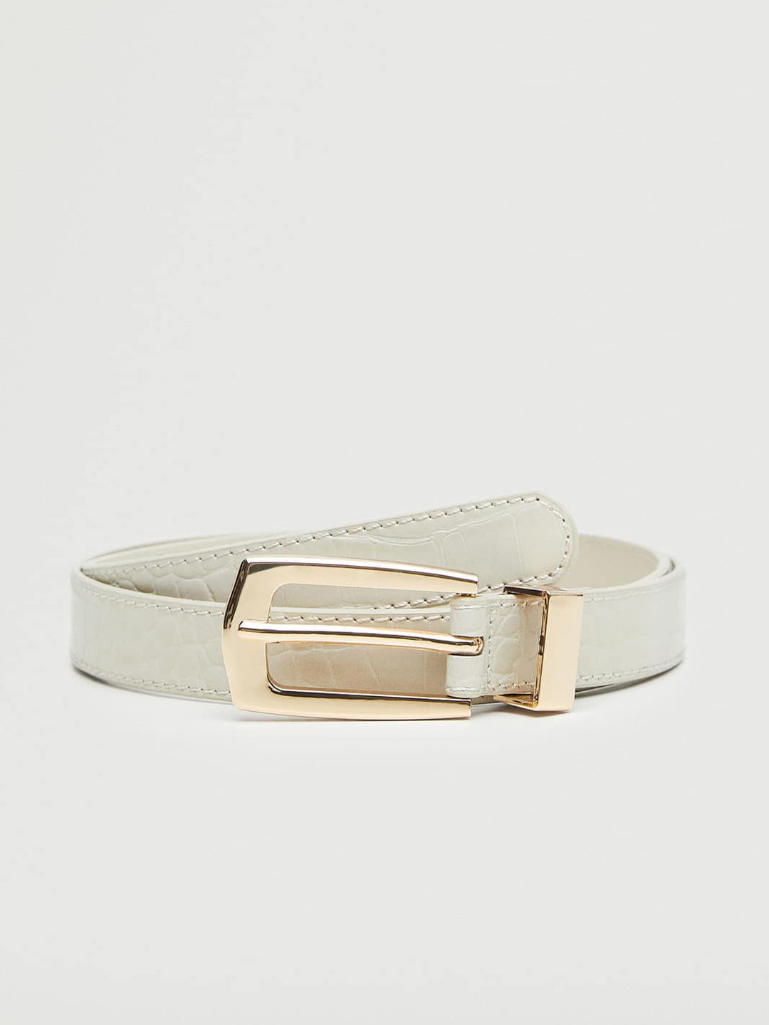 Buy MANGO Women Off White Croc Textured Belt - Belts for Women 18879868 ...