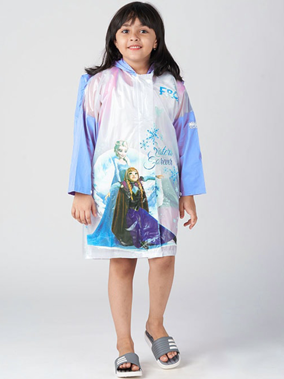 Buy Zeel Girls Blue Printed Rain Jacket - Rain Jacket for Girls ...