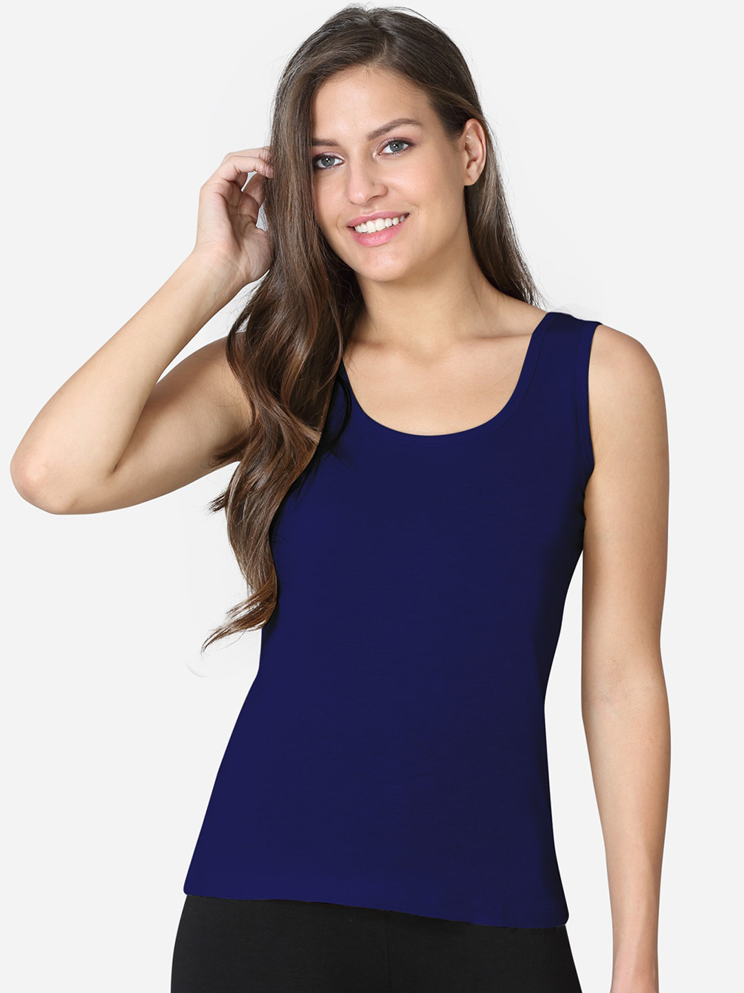 Buy VStar Women Navy Blue Solid Pure Combed Cotton Camisole - Camisoles ...