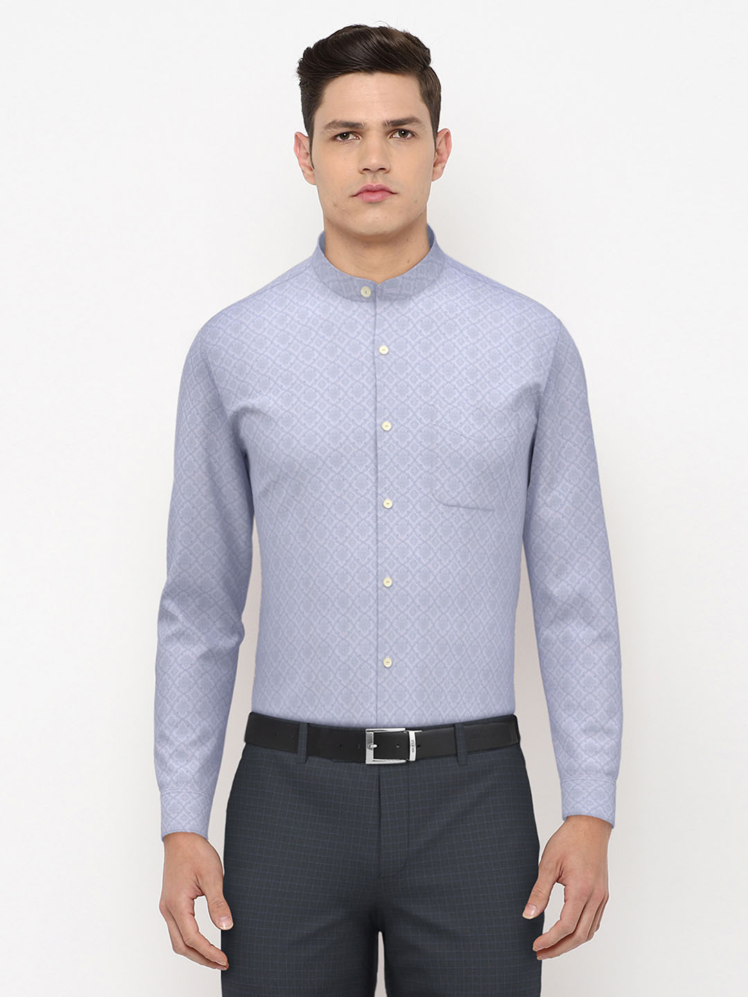 Buy Peter England Elite Men White Slim Fit Printed Formal Shirt ...