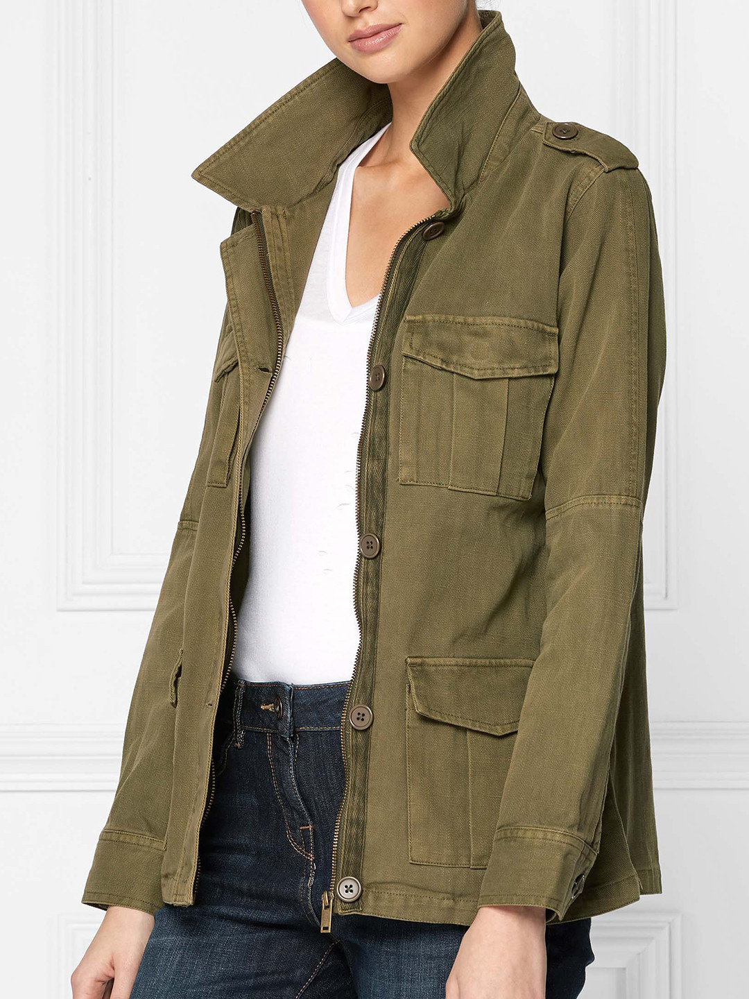 Buy Next Women Olive Green Solid Tailored Jacket - Jackets for Women ...
