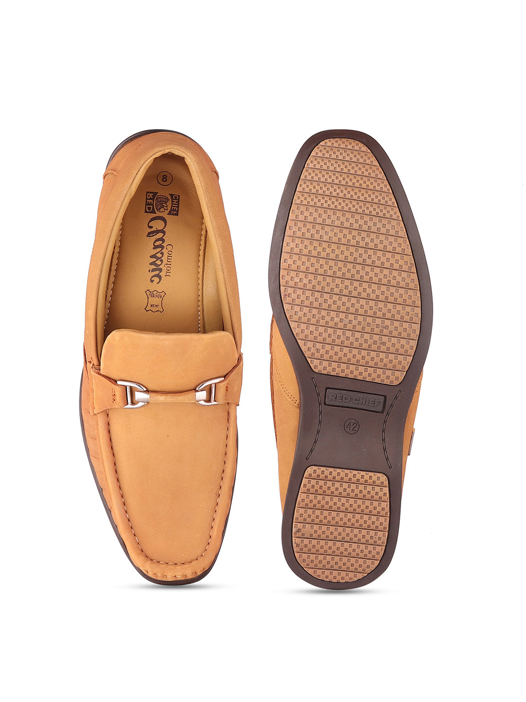 Buy Red Chief Men Rust Textured Leather Formal Loafers - Formal Shoes ...