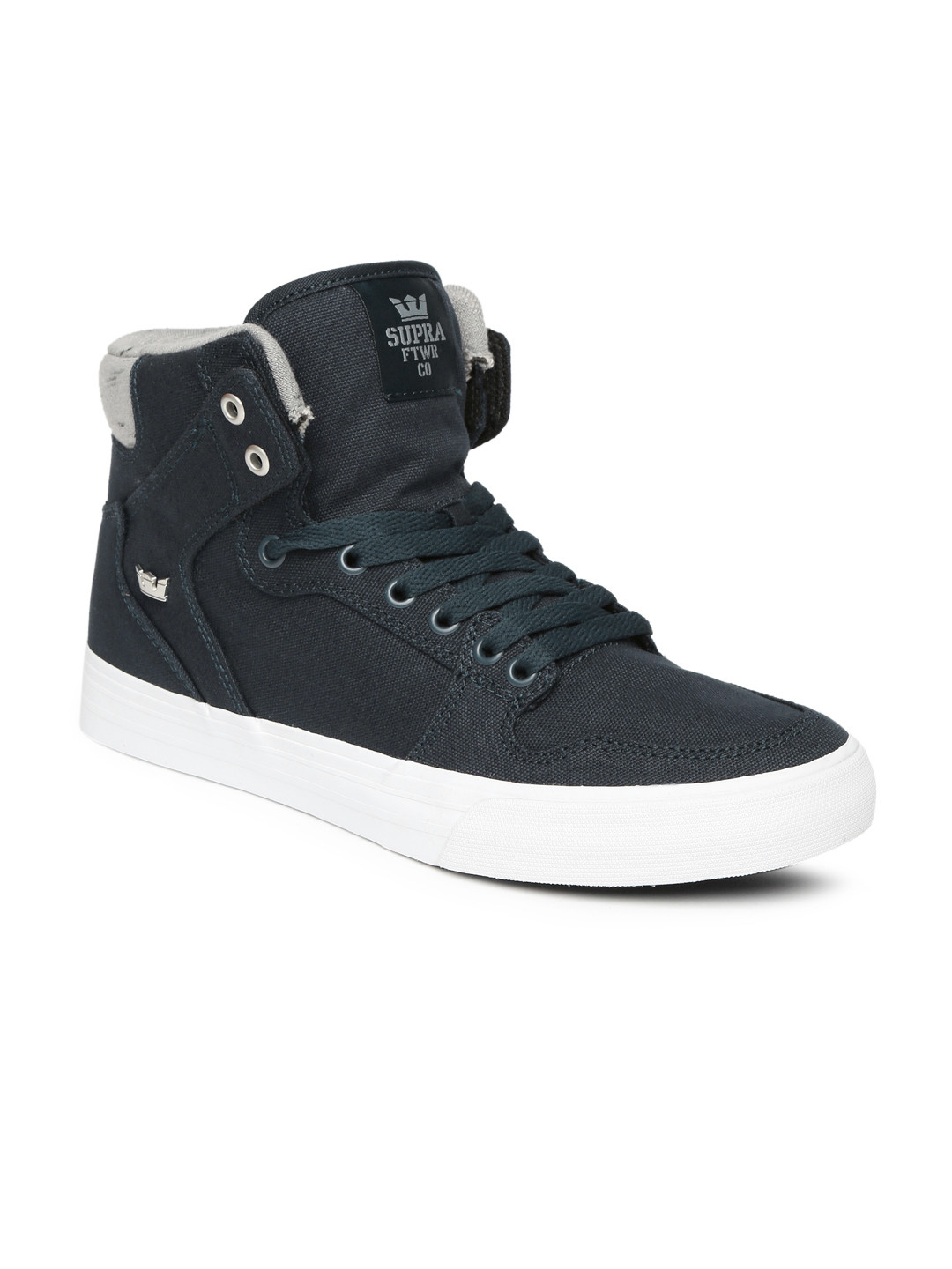 Buy Supra Men Navy Blue Solid Mid Top Sneakers - Casual Shoes for Men ...