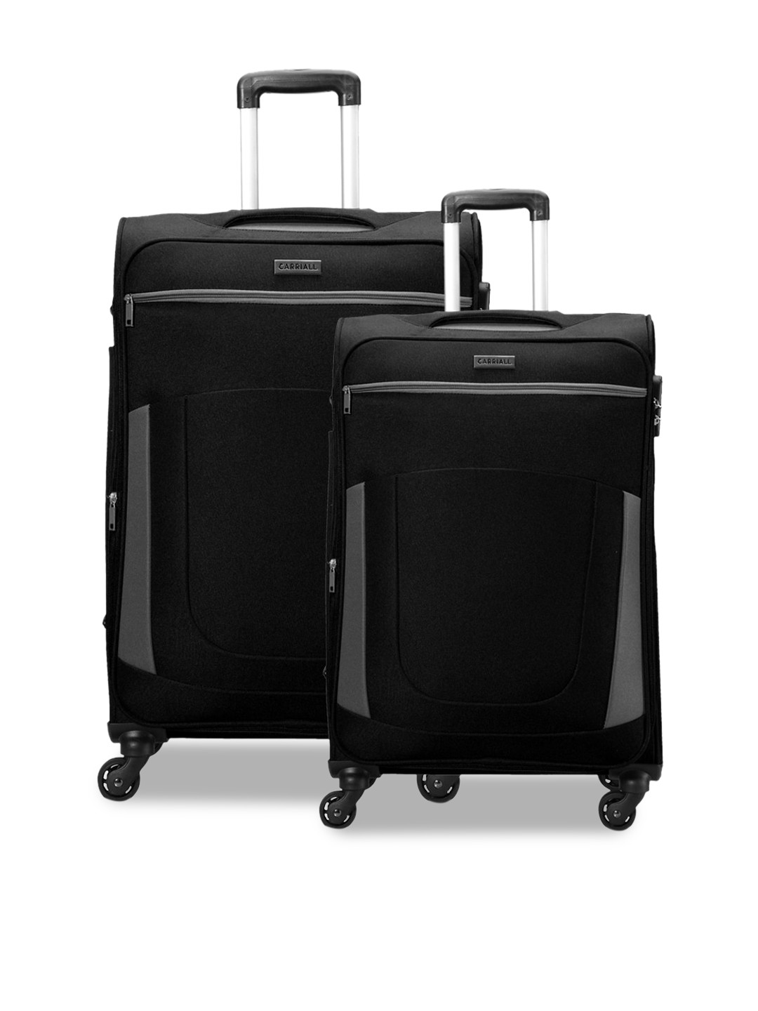 Buy CARRIALL Set Of 2 Black Solid Soft Sided Trolley Suitcases ...