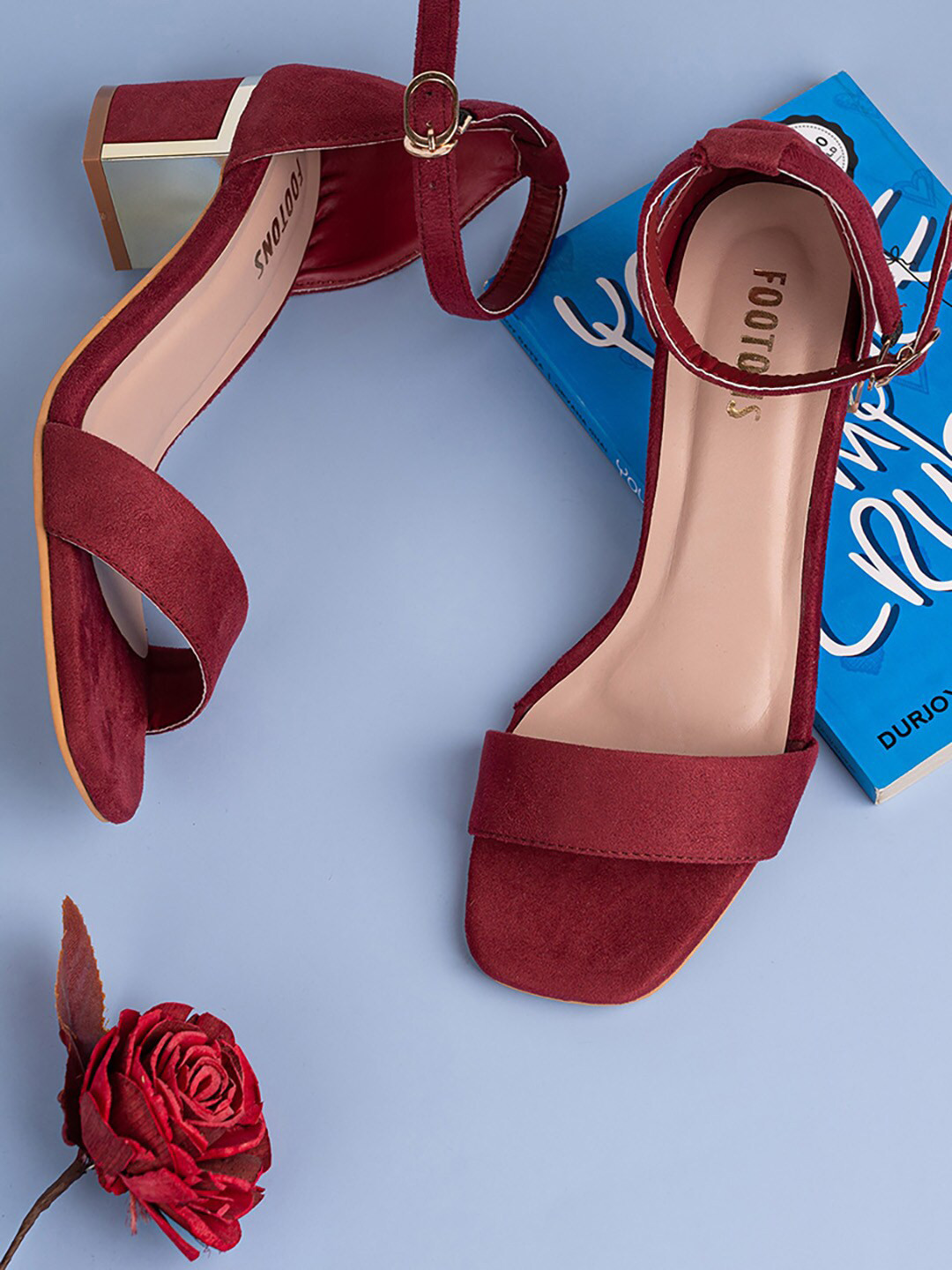 Buy FOOTONS Women Maroon Block Heels - Heels for Women 18891176 | Myntra
