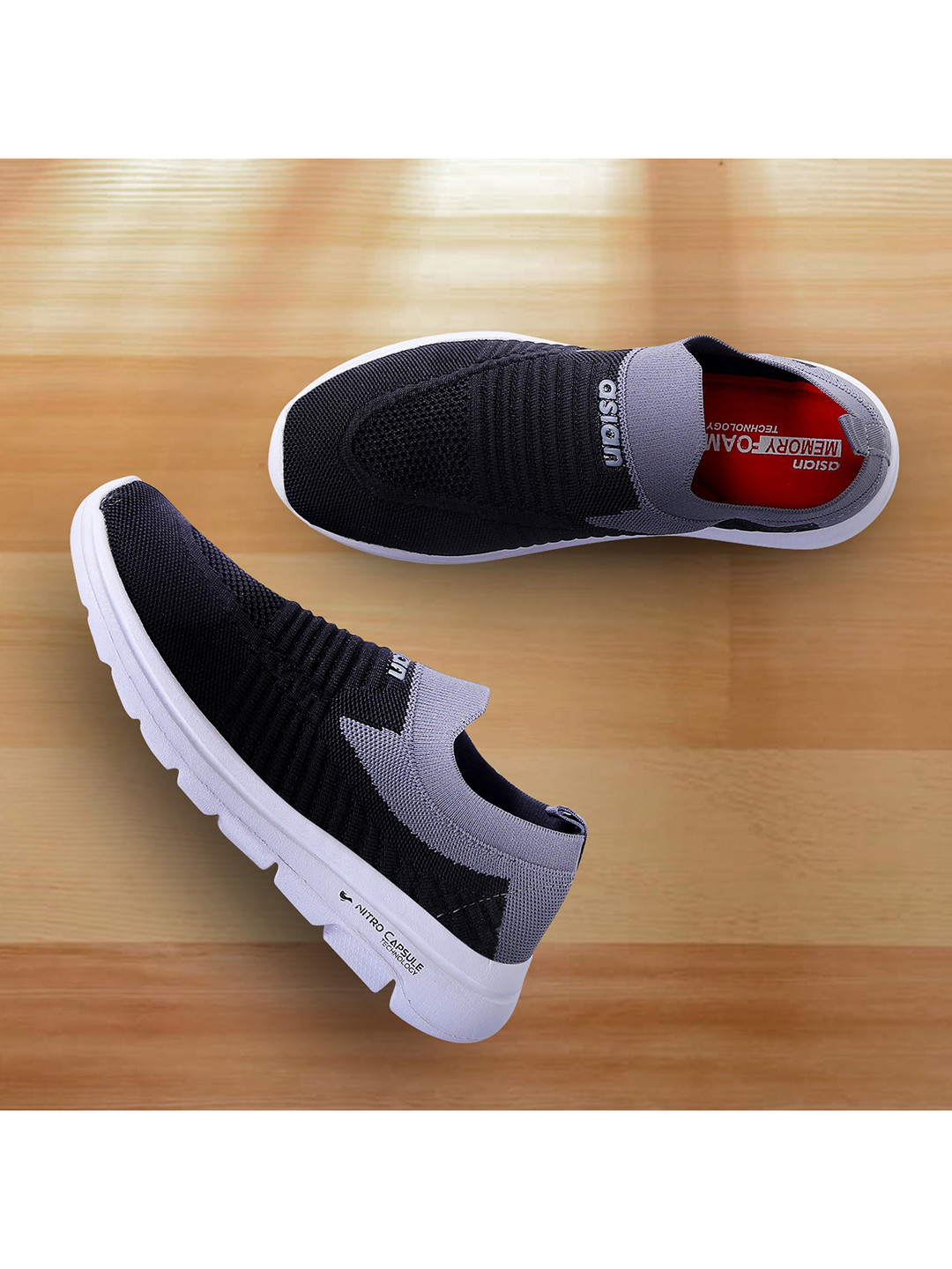 Buy ASIAN Men Black Colourblocked Slip On Sneakers - Casual Shoes for ...