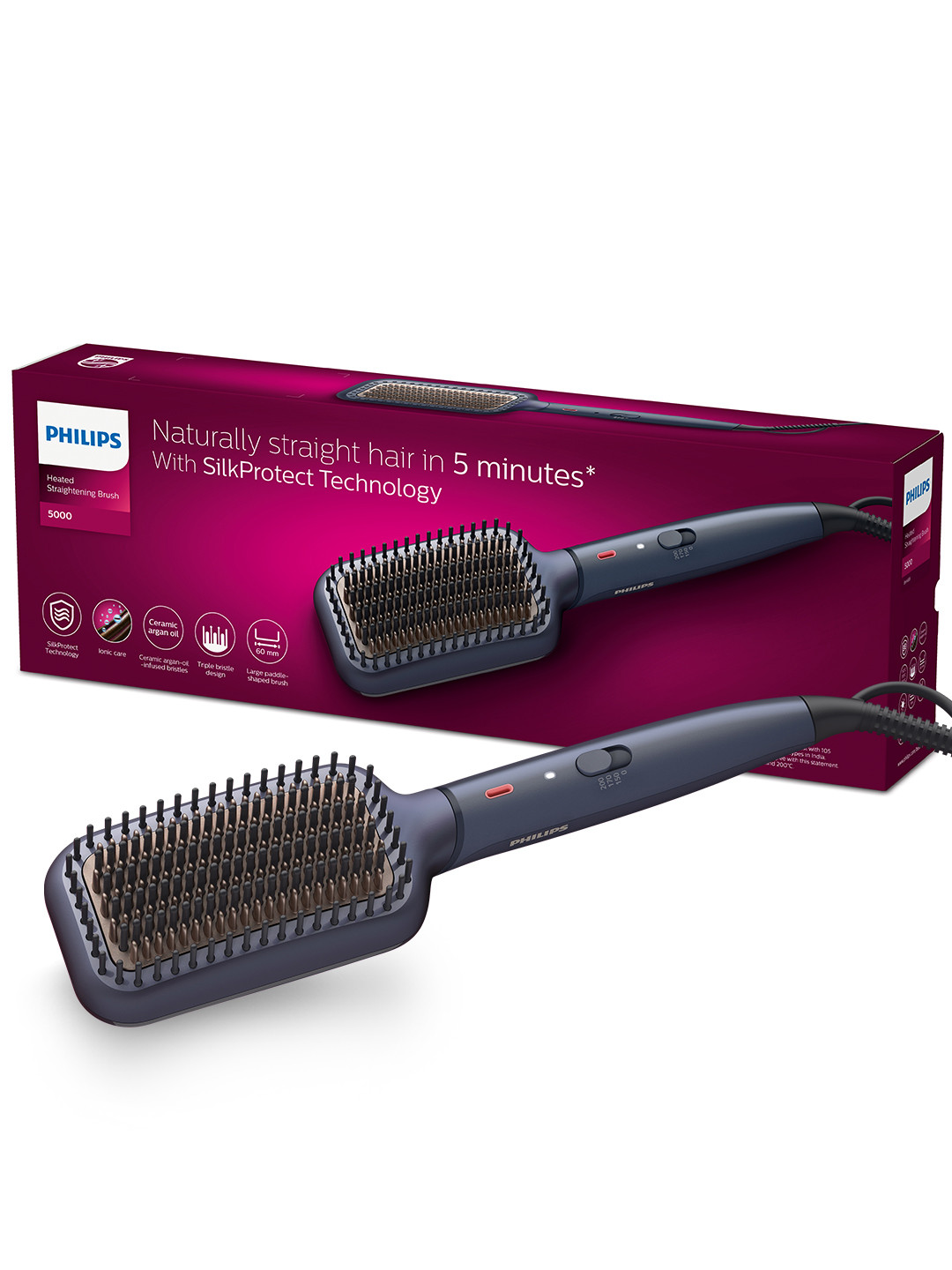 Buy Philips BHH885/10 Hair Straightener Brush ThermoProtect Technology ...