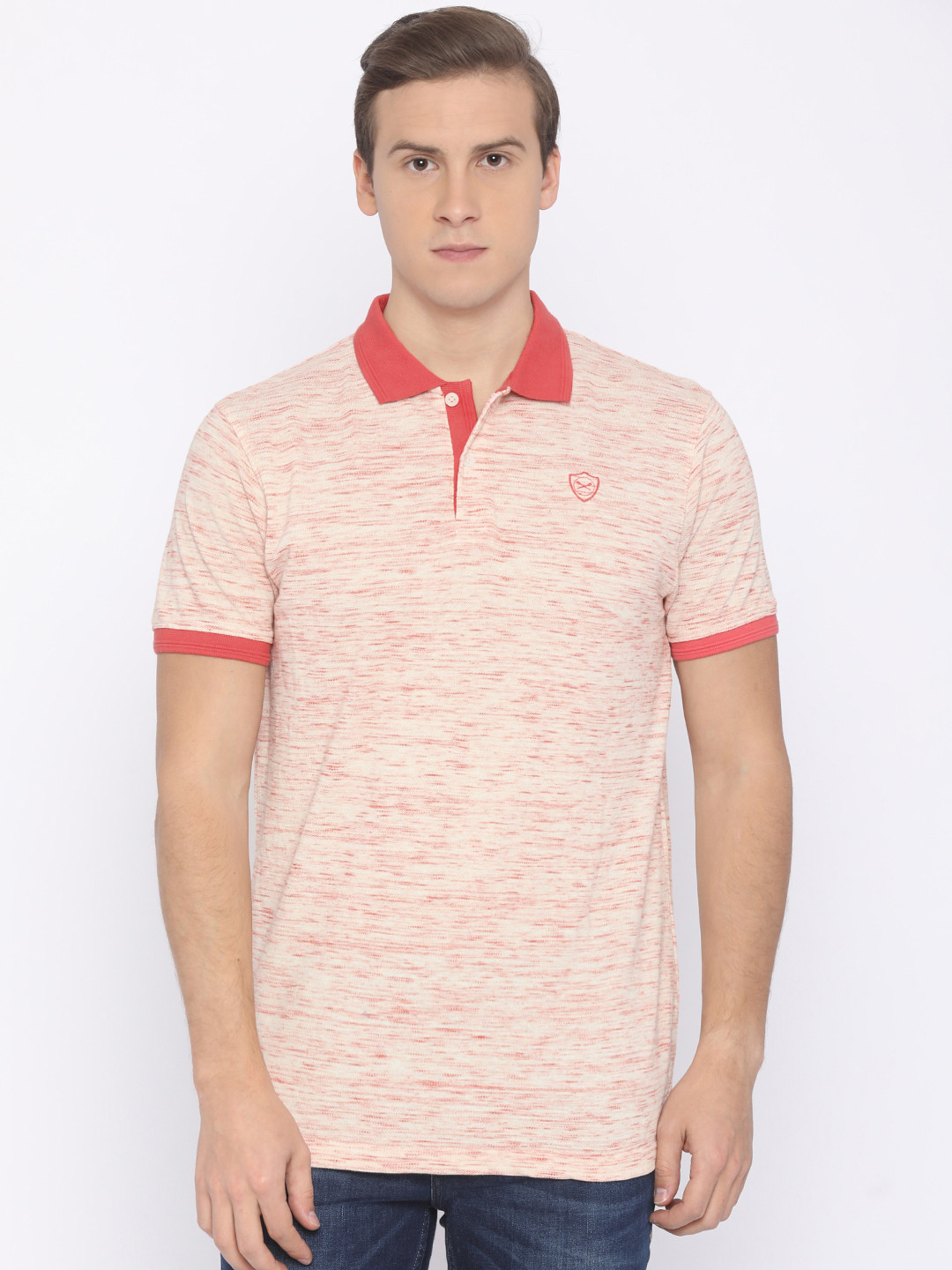 Buy SCULLERS Men Pink Solid Polo Collar T Shirt - Tshirts for Men ...