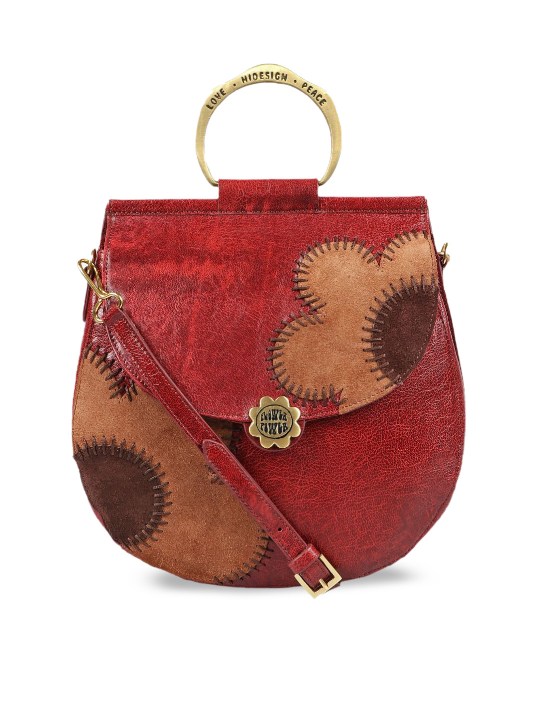 Buy Hidesign Red Textured Leather Structured Satchel - Handbags for ...