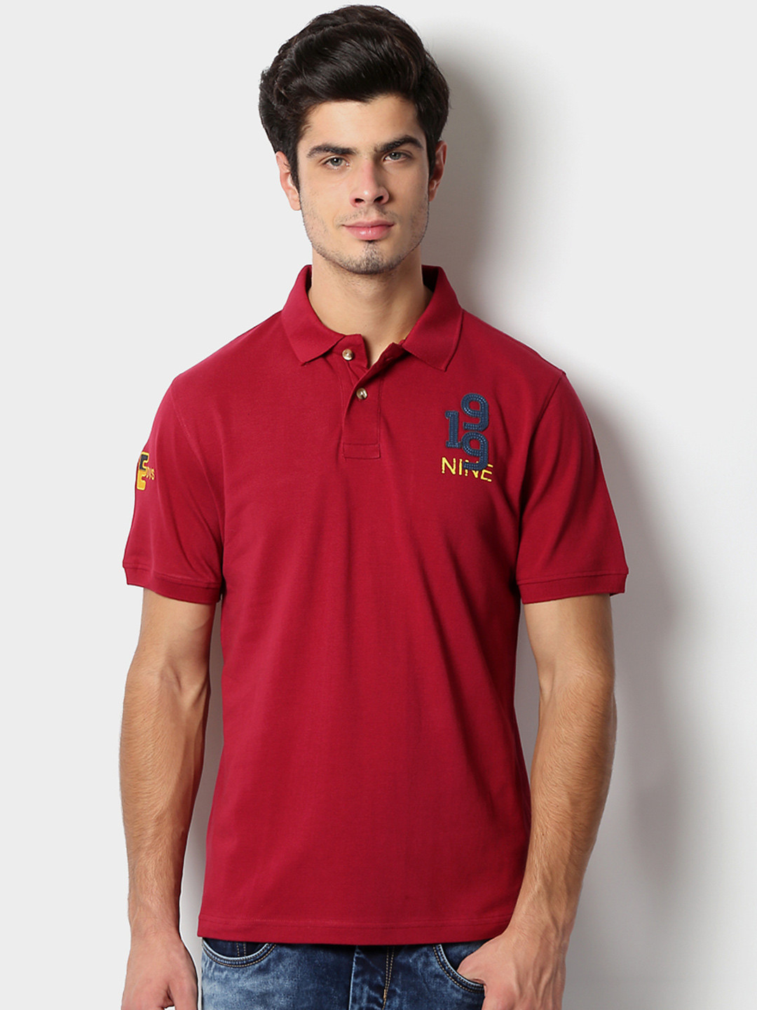 Buy Peter England Men Red Slim Fit Polo Pure Cotton T Shirt - Tshirts ...