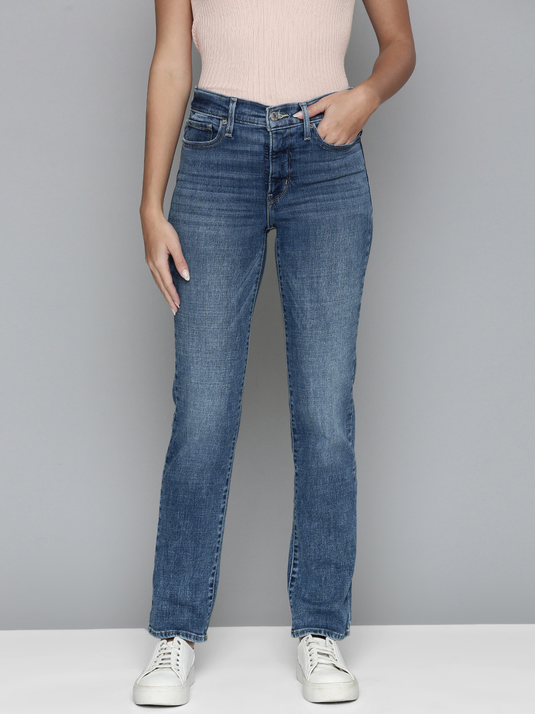 Buy Levis Women Blue 314 Straight Fit Light Fade Stretchable Jeans ...