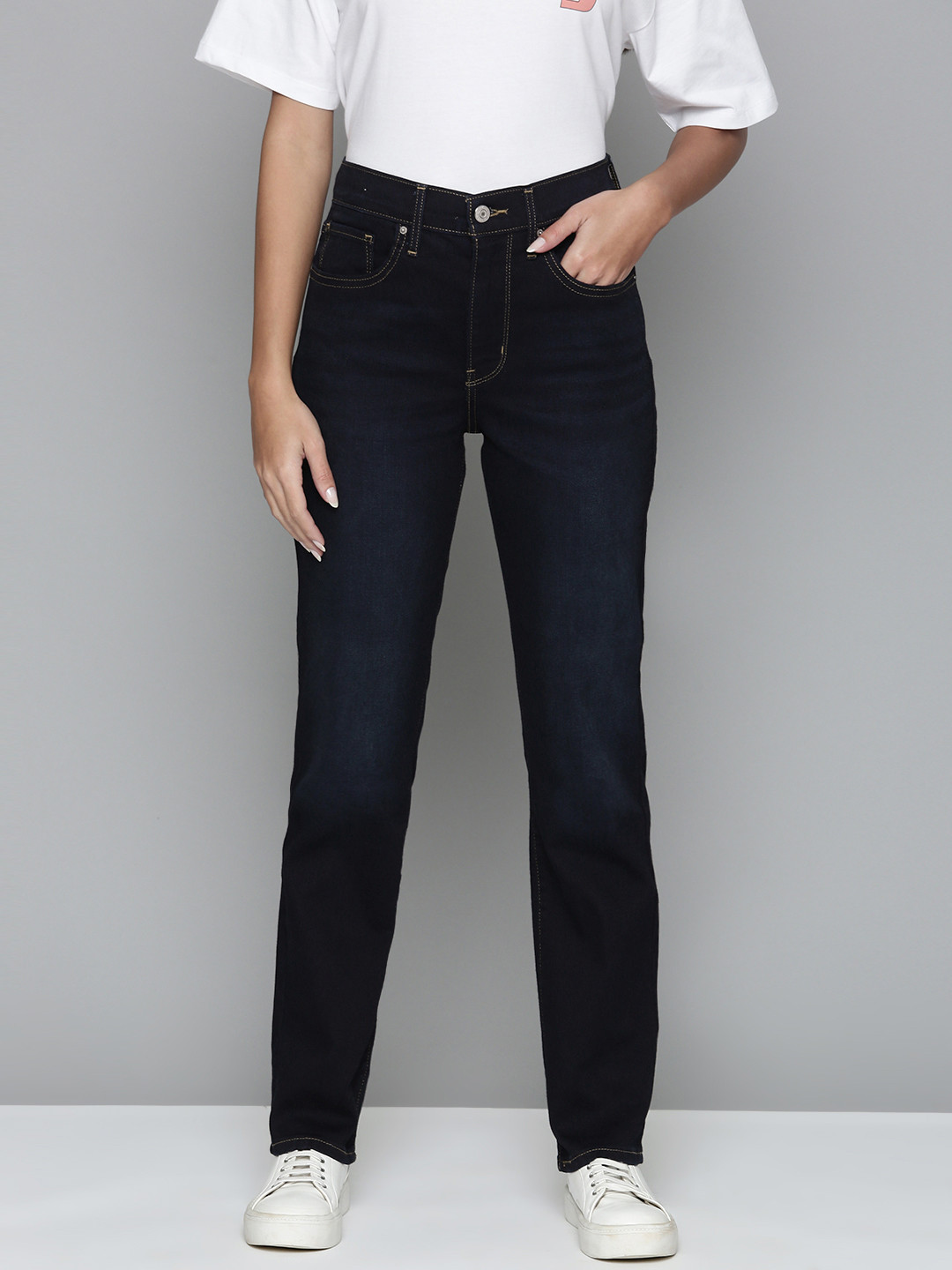 Buy Levis Blue 724 Straight Fit High Rise Jeans - Jeans for Women ...