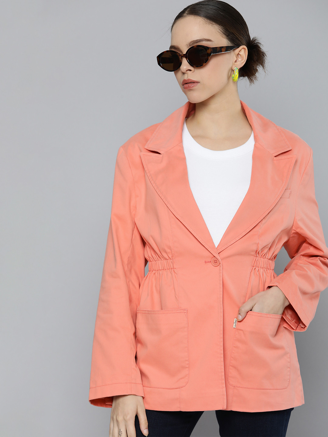 Buy Levis Women Peach Coloured Solid Parka Jacket - Jackets for Women ...