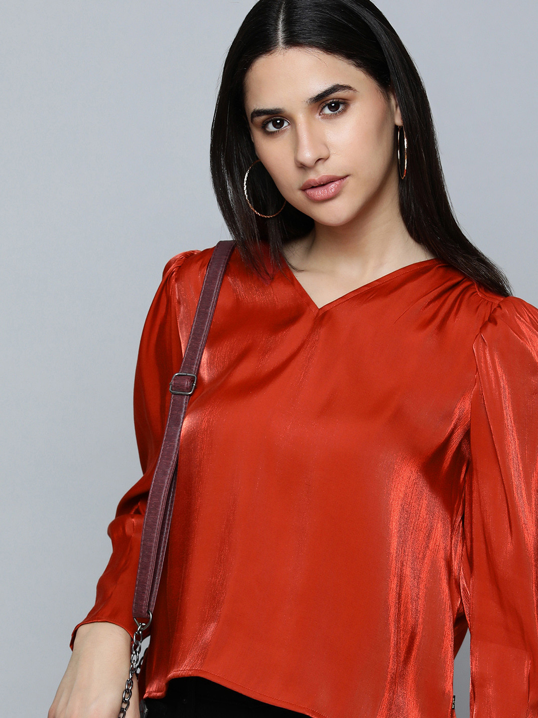 Buy Levis Red Solid Puff Sleeve Sheen Top - Tops for Women 18904524 ...