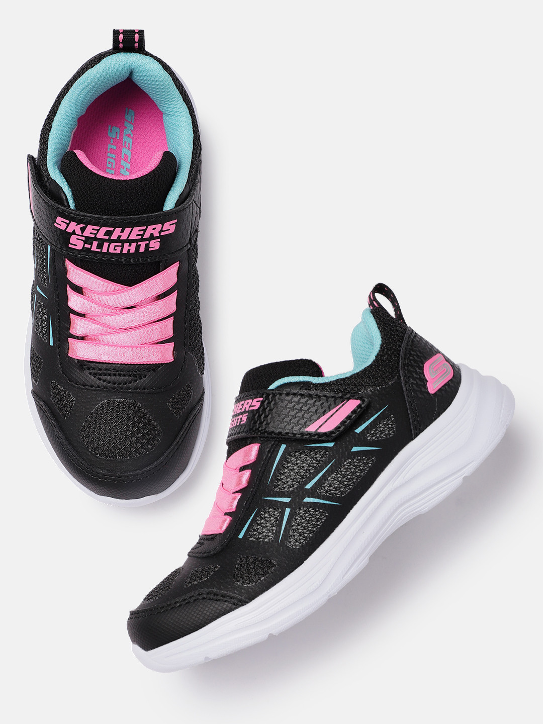 Buy Skechers Girls Black Textured Glimmer Kicks Fresh Glow Regular ...