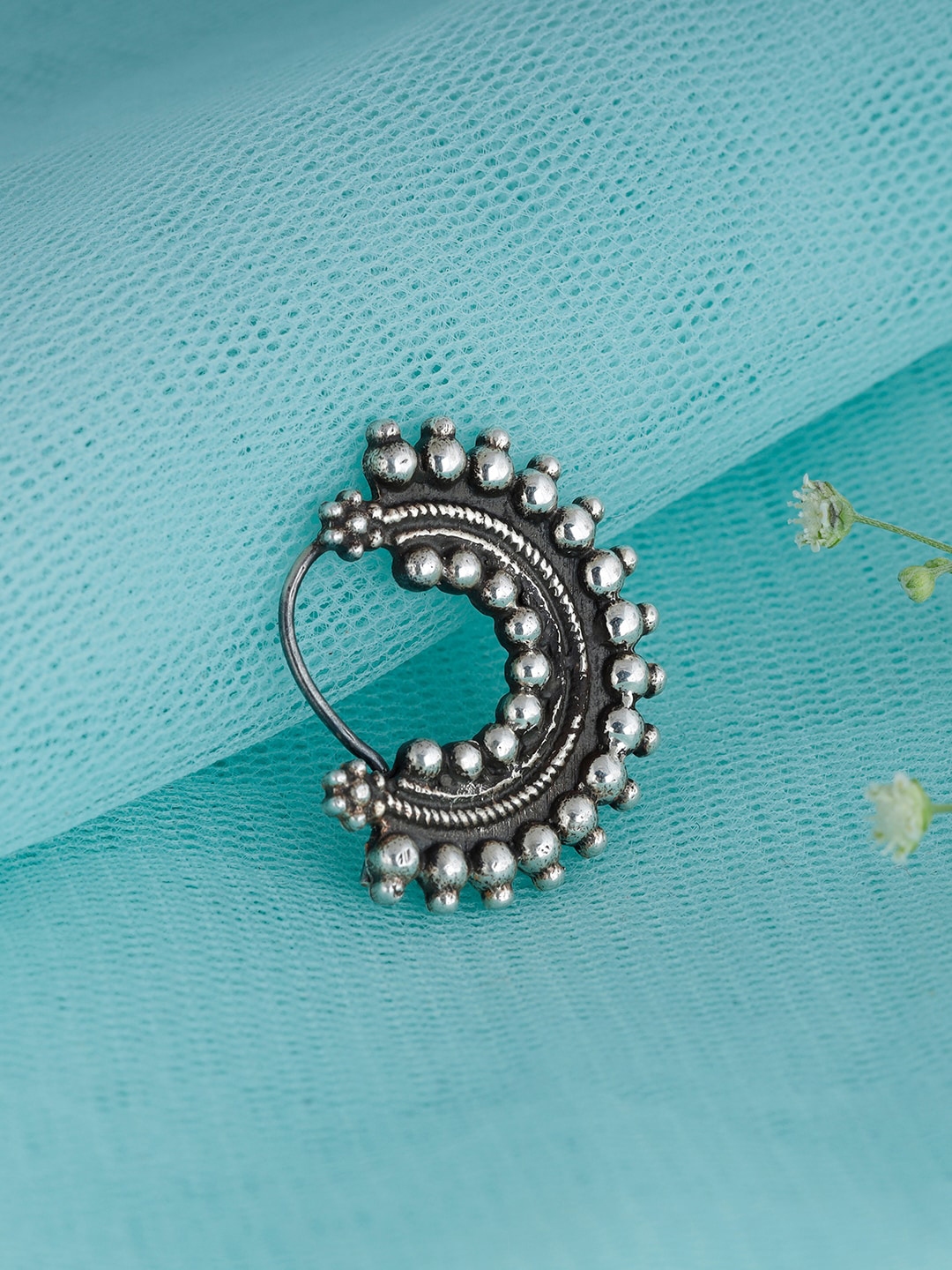 Buy Giva 925 Sterling Silver Oxidised Half Moon Nose Pin Nosepin For