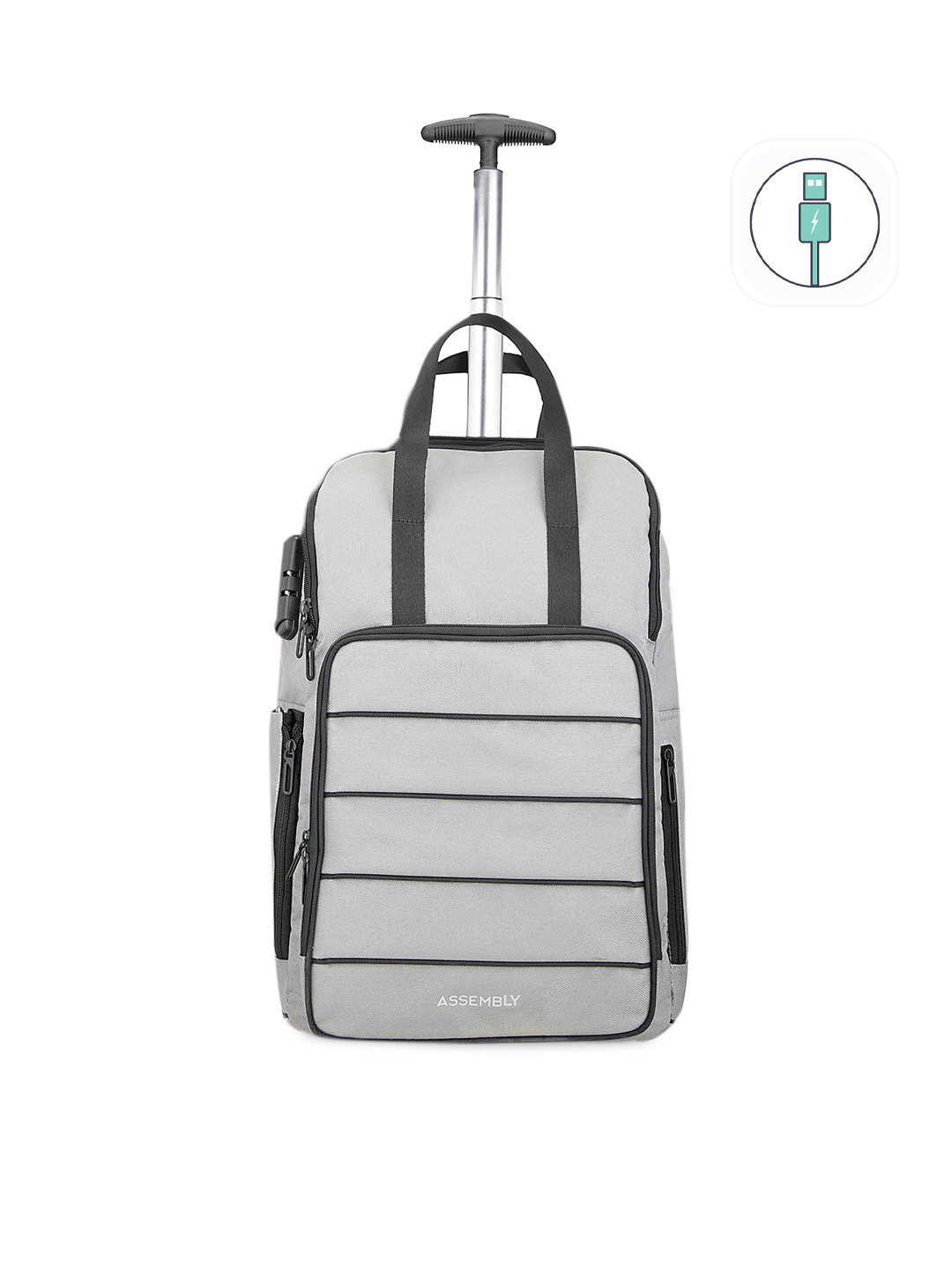 Buy Assembly Unisex Grey Trolley Backpack With Laptop Compartment ...