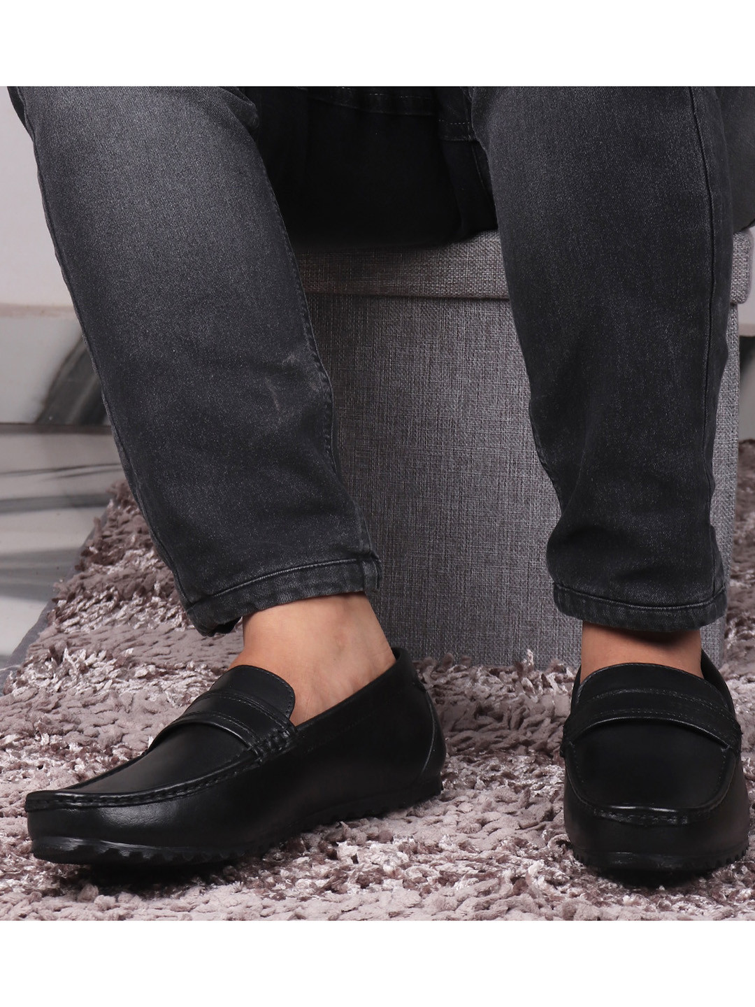 Buy Red Chief Men Black Solid Leather Formal Loafers - Formal Shoes for ...