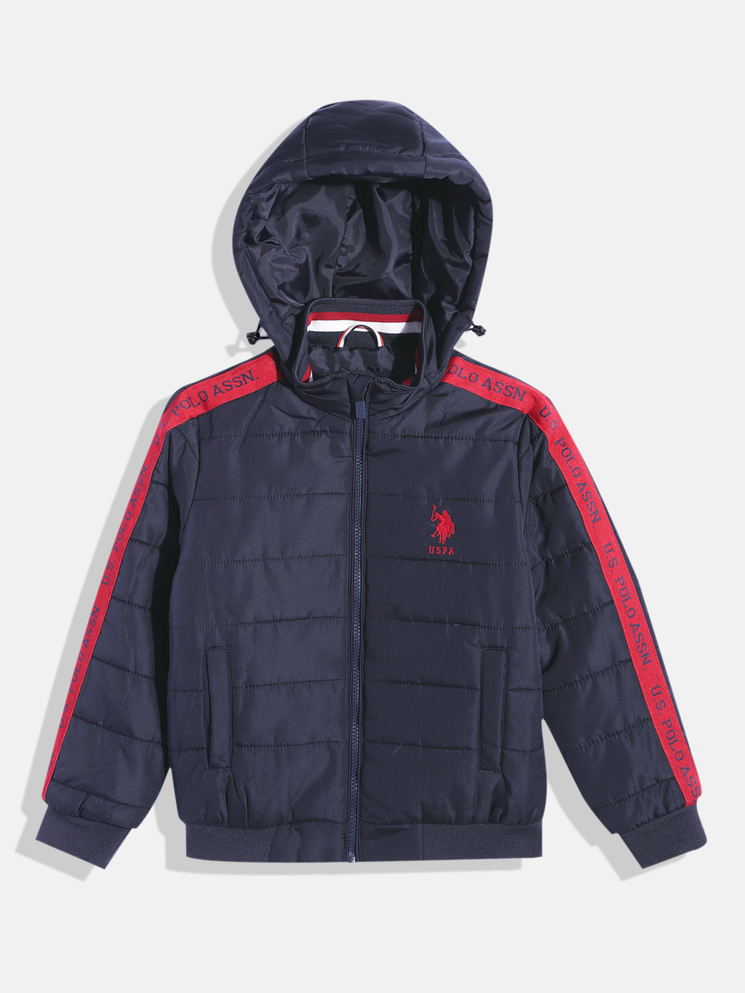 Buy U.S. Polo Assn. Kids Boys Navy Blue Solid Padded Jacket - Jackets ...