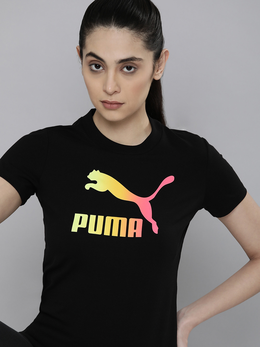 Buy Puma Women Black Brand Logo Printed Slim Fit Summer Sque Slim ...